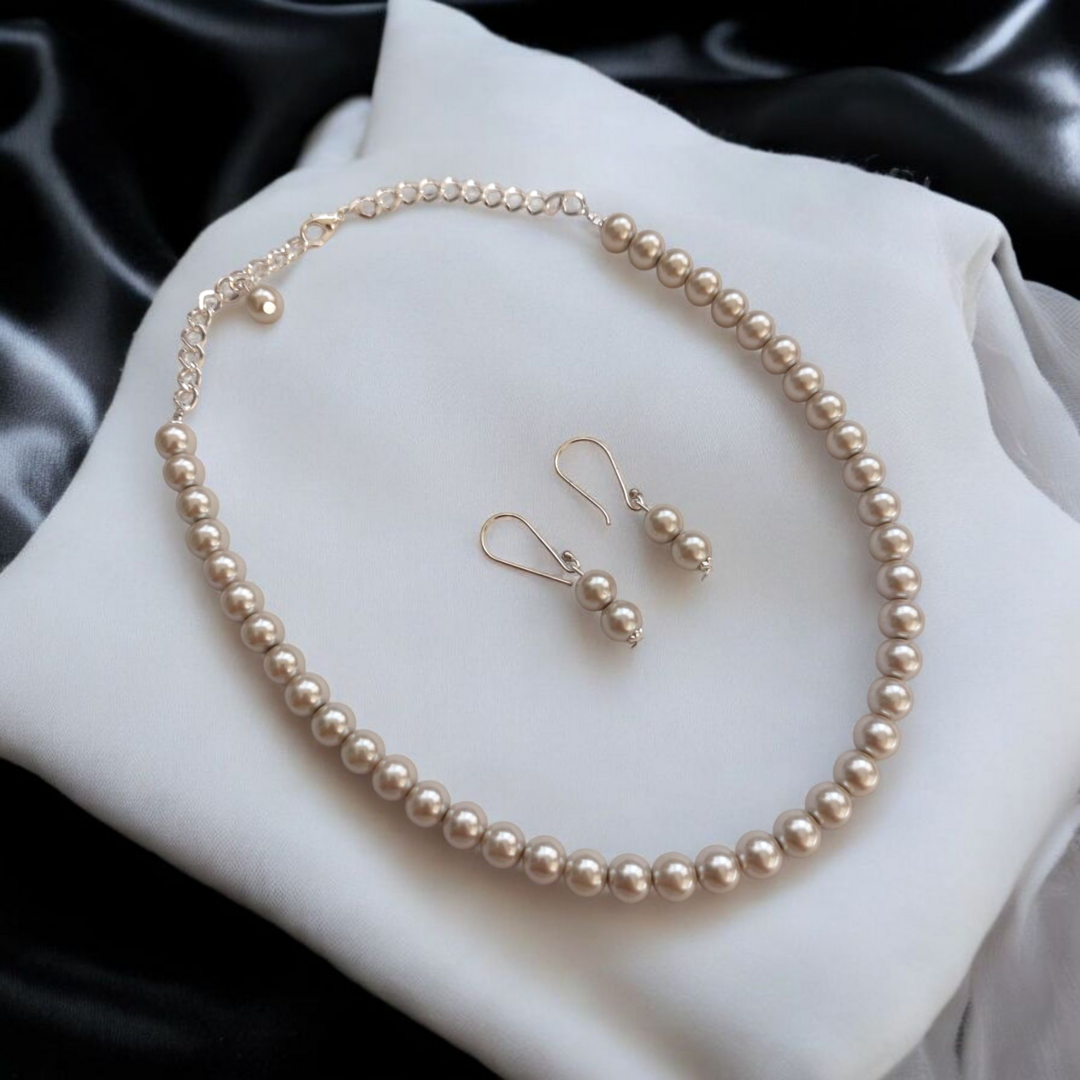 Subtle Ivory Pearl Necklace and Earring Set – AashirsLifestyle